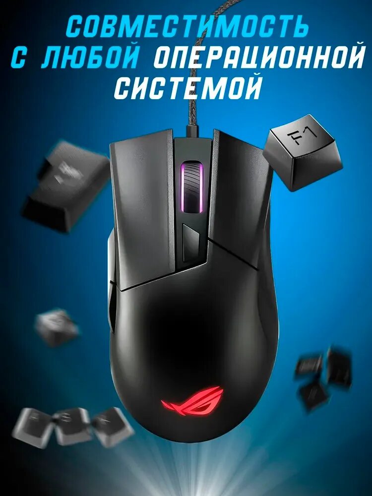 ASUS Игровая мышь проводная P507 ROG Gladius II CORE, черный матовый