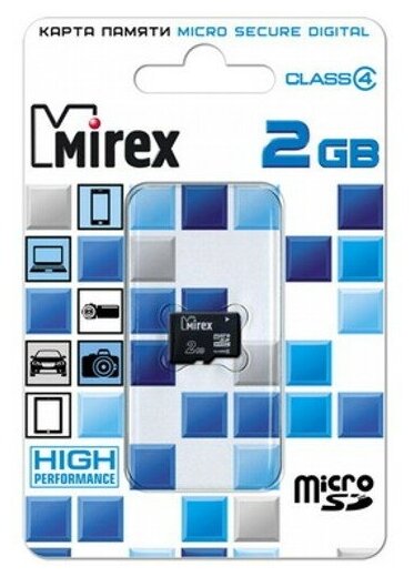 Карта памяти microSD 2 Гб - Mirex - без адаптера