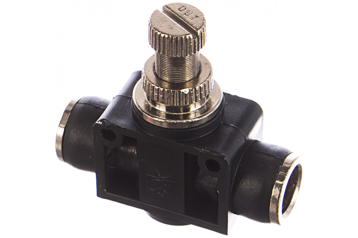 Фитинг ROCKFORCE RF-SPA10 для пластиковых трубок с металлическим регулятором, 10x10 мм