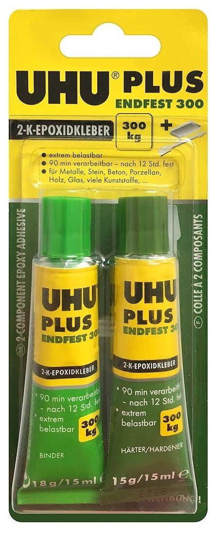 Клей UHU PLUS ENDFEST 300 универсальный эпоксидный,2х15мл (45640 ...