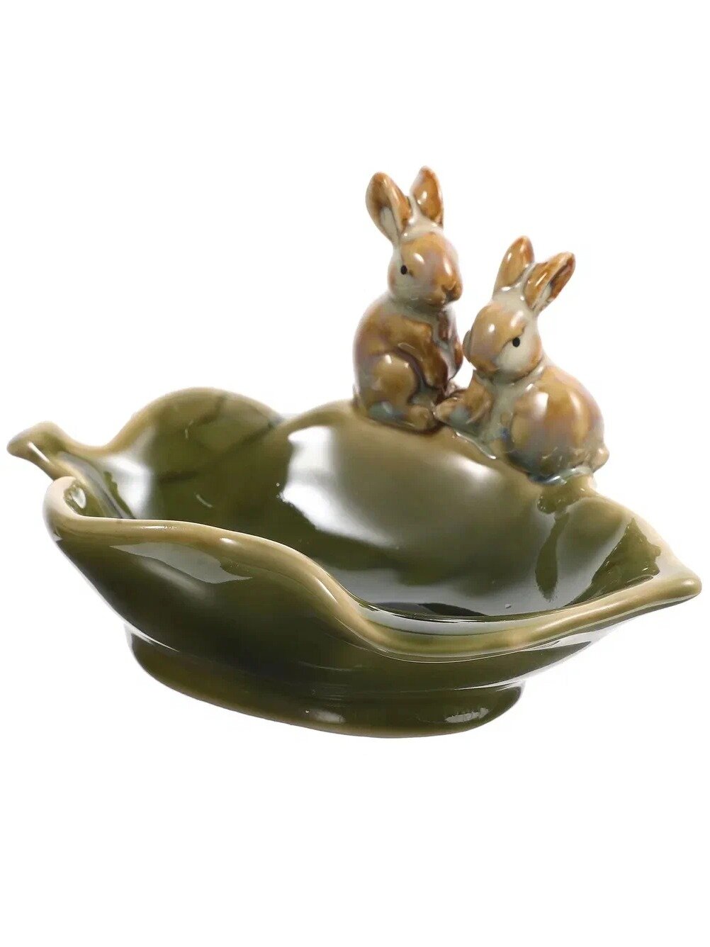Керамическая мыльница с фигурками зайцев, цвет Multi, г, 1 шт