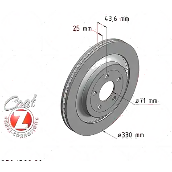 ZIMMERMANN 250.1388.20 диск торм Ford (Форд) mustang 15- зад вент 330x25