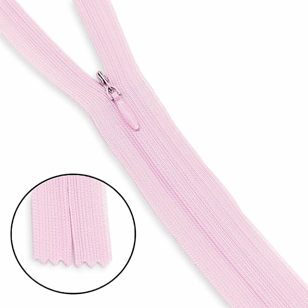 Молния айрис потайная неразъемная т3 20 см нейлон F133 розовый, 10 шт