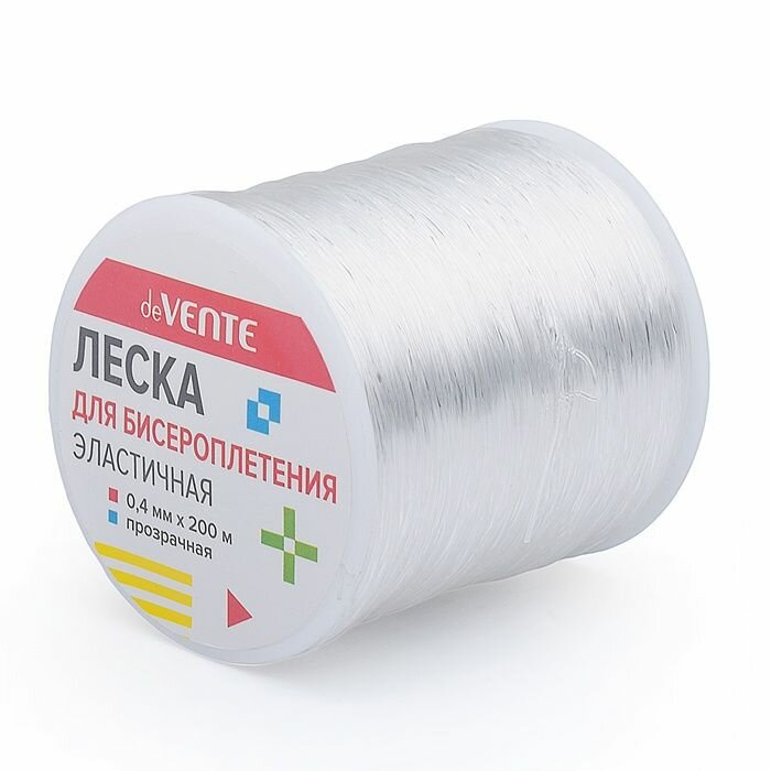 Леска для бисероплетения deVENTE "Elastic Line" 0,4 мм x 200 м, эластичная прозрачная, на катушке