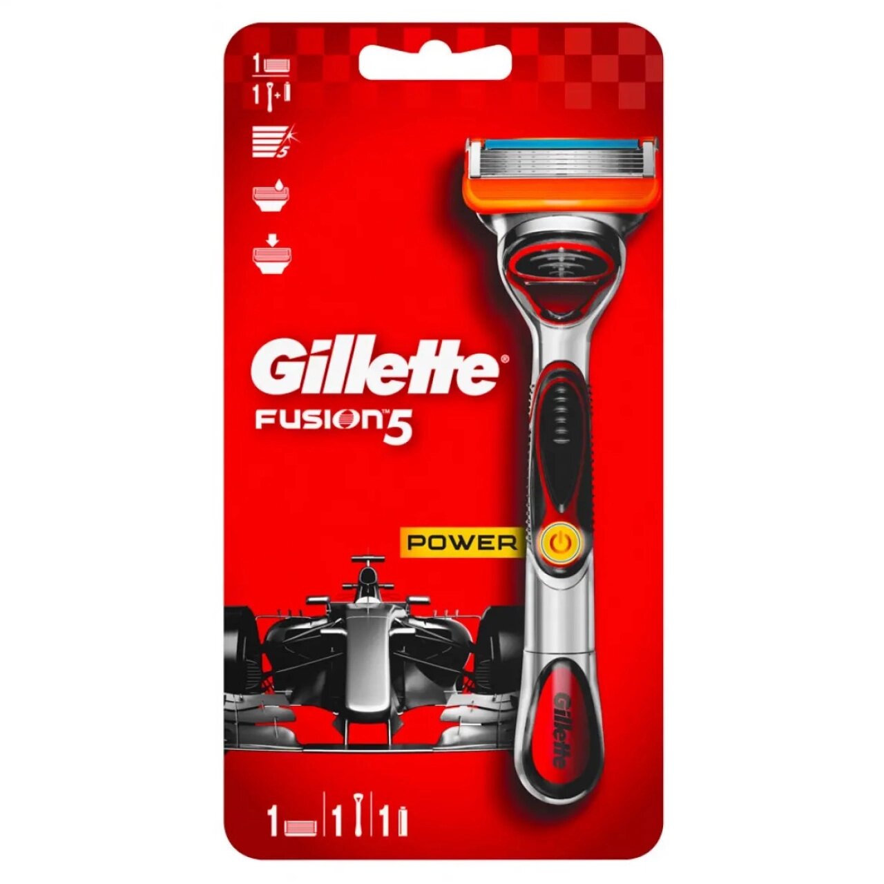 GILLETTE Fusion Power Red станок для бритья с запасной кассетой +1 кассета в комплекте