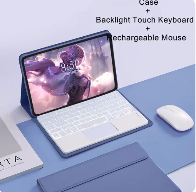 Чехол-клавиатура для Xiaomi Redmi Pad SE 2023, purple 2, Spanish Keyboard