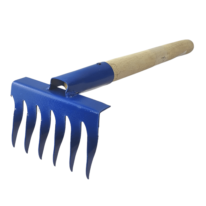 3 x Грабли витые с узким шагом 6-ти зубые с деревянным черенком ГВМ-6 с чер Металл (Комплект из 3 штук)