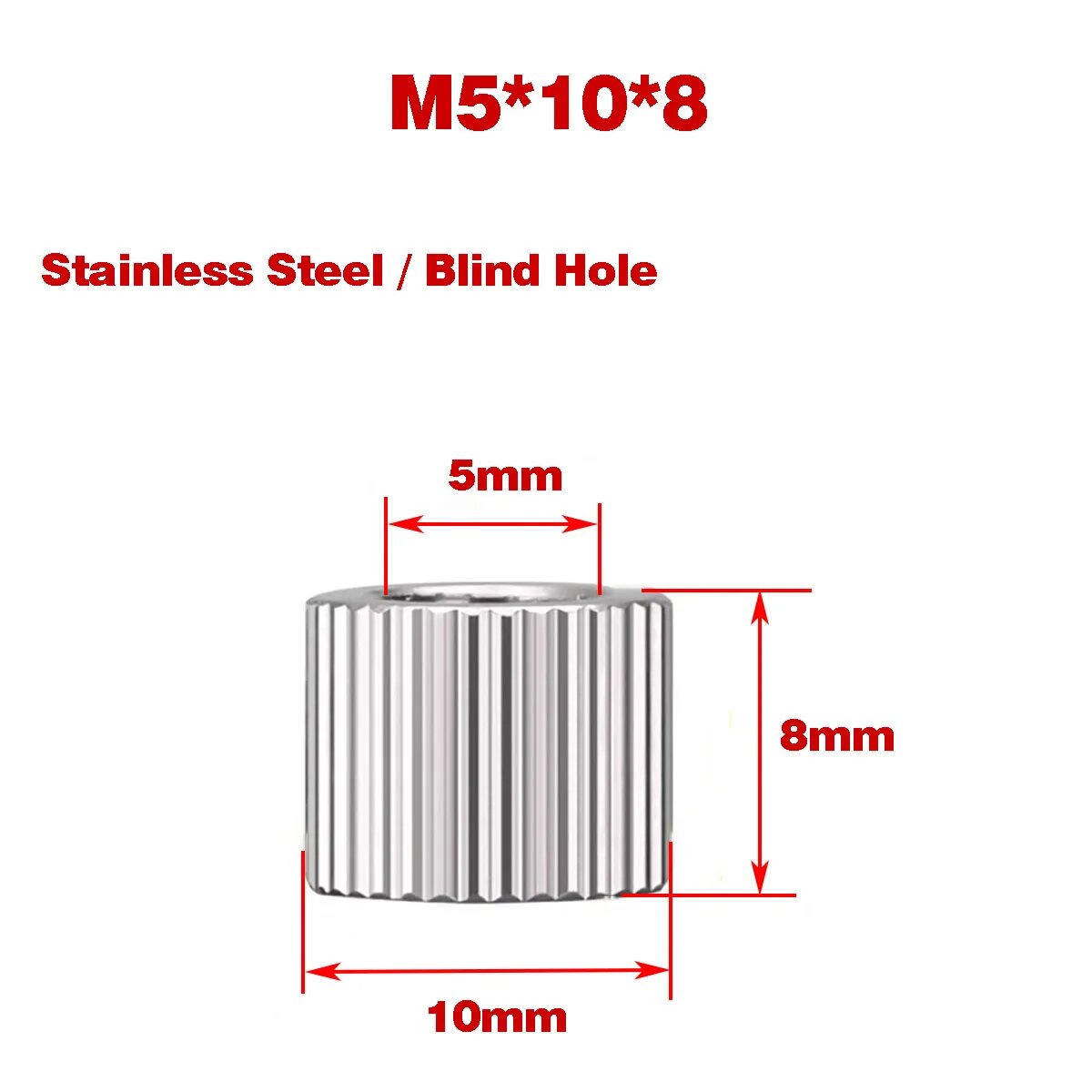 Гайки из нержавеющей стали М2-М6 6pcs M5x10x8