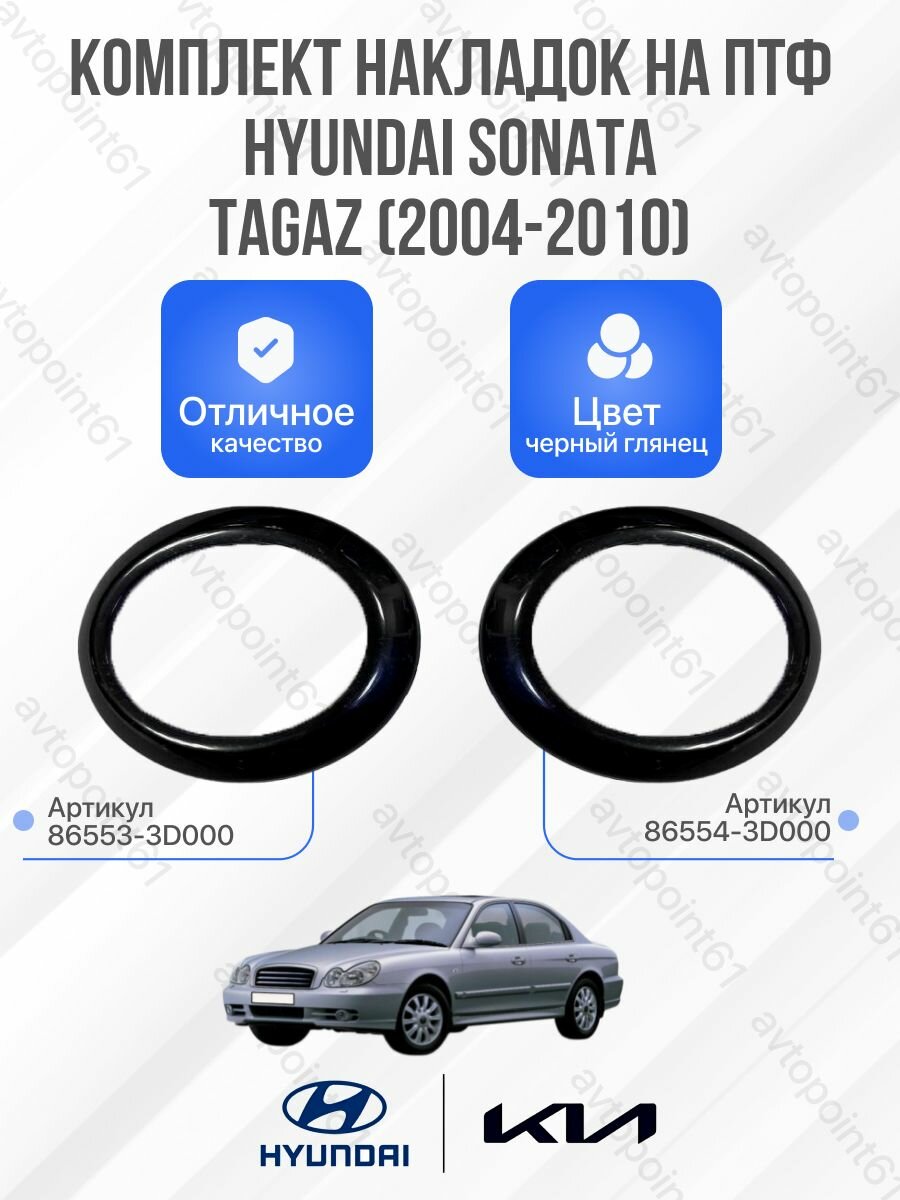 Накладки ПТФ комплект для Hyundai Sonata EF TaГA3 (2004-2010) черный глянец