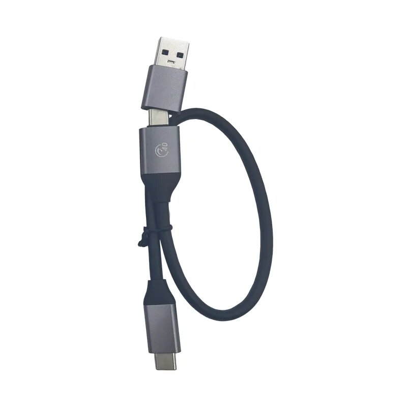 Кабель 2в1 USB4 USB A — Type c — Type c — 40 Гбит/с Кабель для передачи данных PD100W Шнур для быстрой зарядки для HUB SSD с коротким 30 см Grey