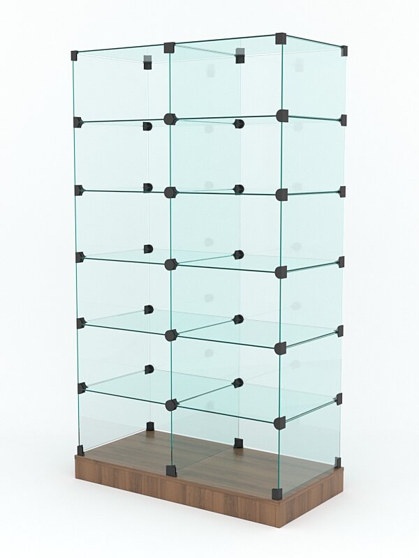 Витрина стеклянная "КУБ" №506 (без дверок, передняя стенка - стекло), Орех