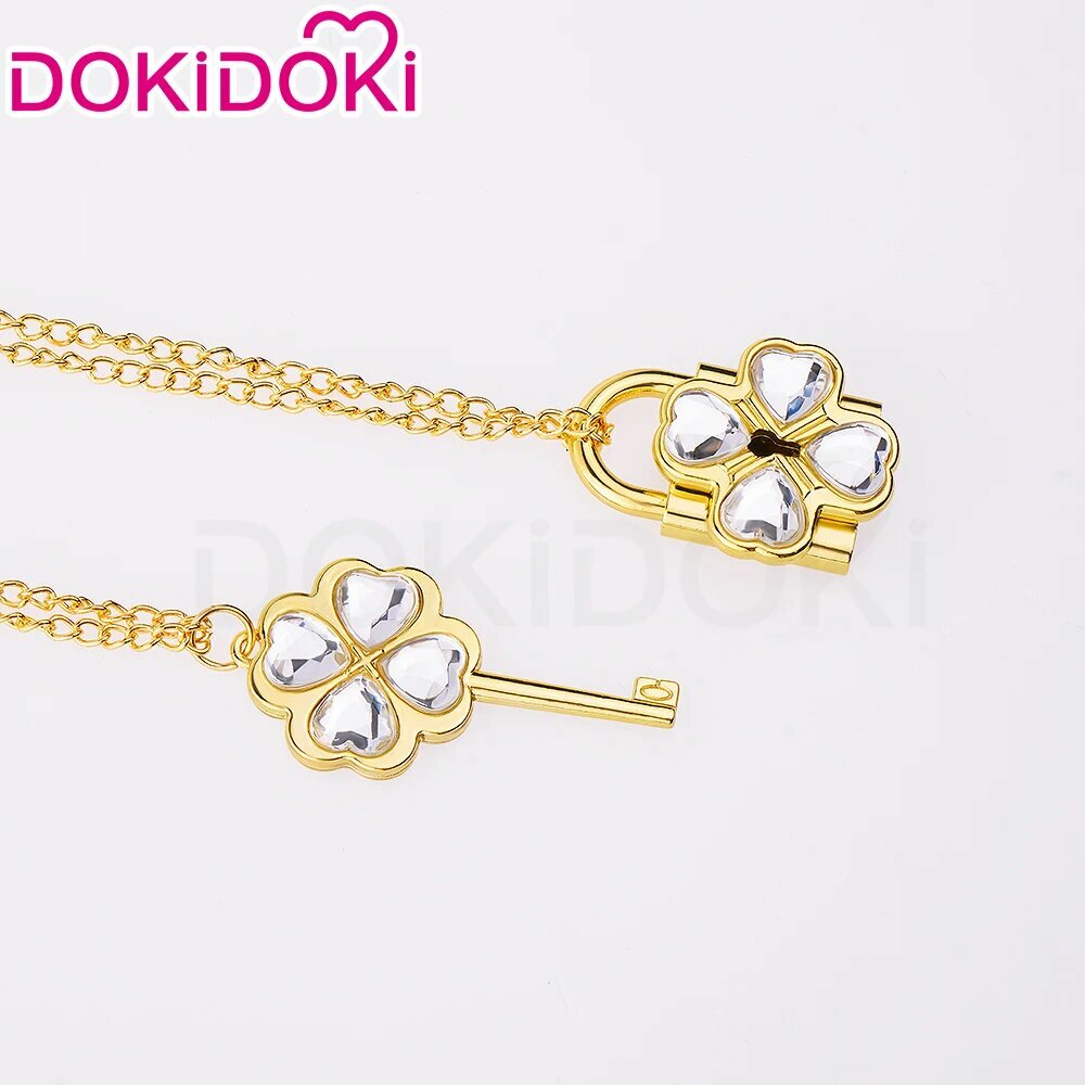 Кулон Ключ с клевером, Gold White, Shugo Chara!