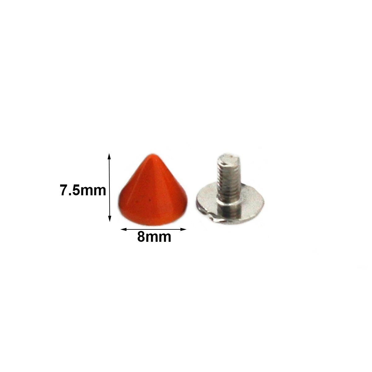 Конусные шипы декоративные, оранжевые 8x7.5mm