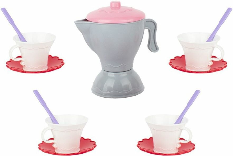 Детский кухонный набор посудки "Кофейный сервиз", игрушечная пластиковая посуда для детей, игрушки для сюжетной ролевой игры Юный повар