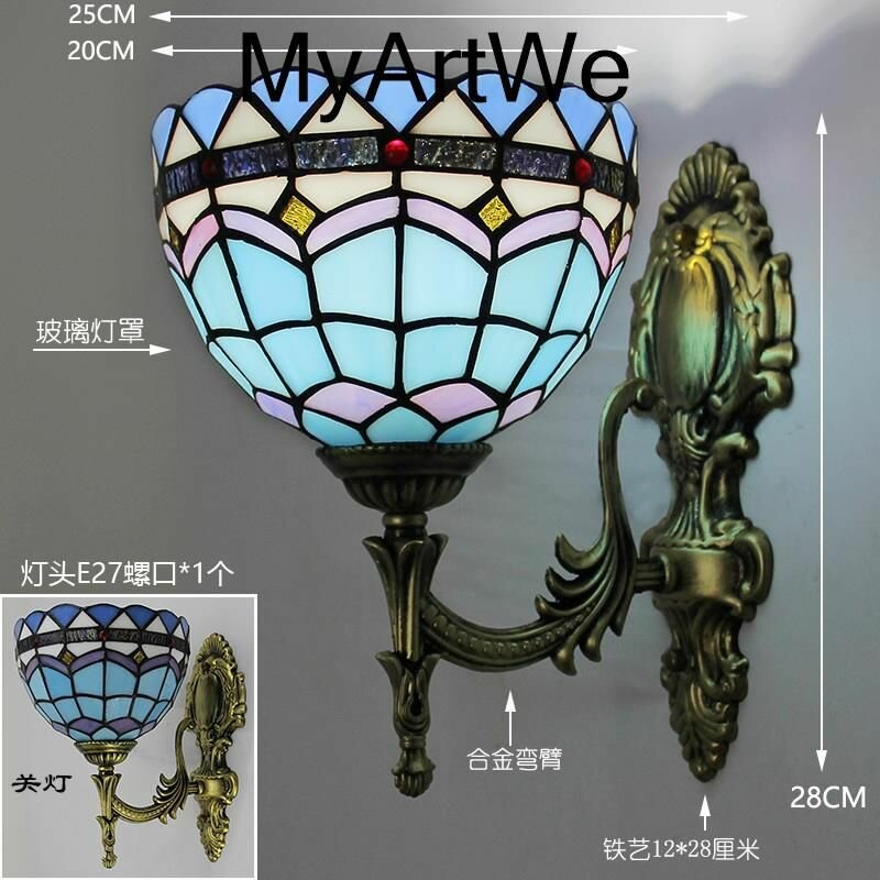 Бра Стеклянная лампа MyArtWe M154W Настенный светильник в спальне от Тиффани