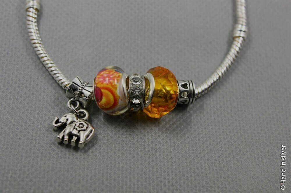 Браслет-цепочка, стразы, стекло, муранское стекло