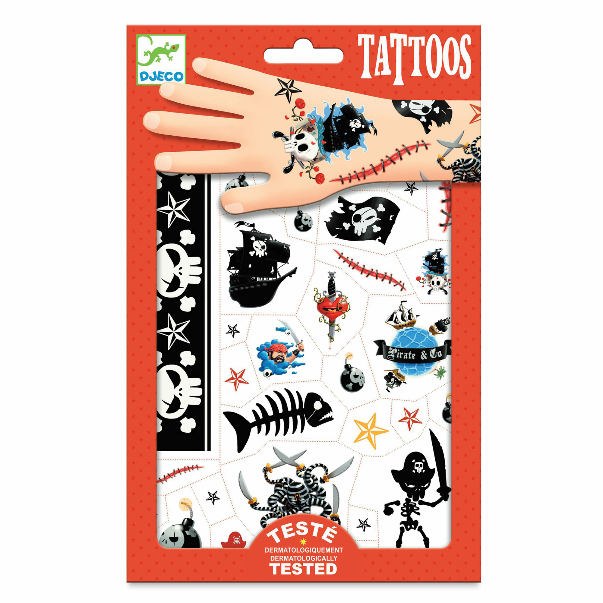 Татуировки Пираты, DJECO, для детей, 2 листа, легко отклеиваются
