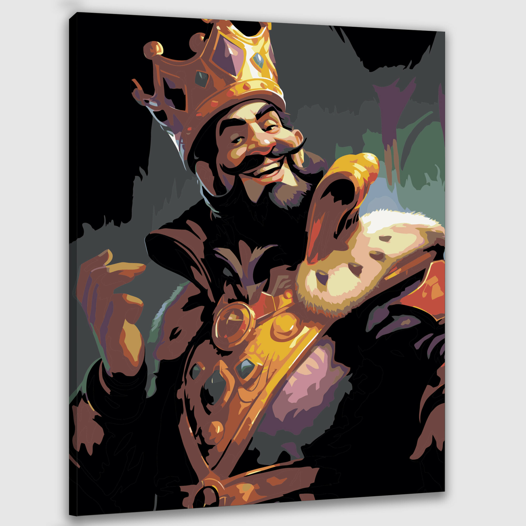 Картина по номерам 40x50 см, цифровая иллюстрация, король, шут, контраст, реалистичный стиль, уверенность, властность