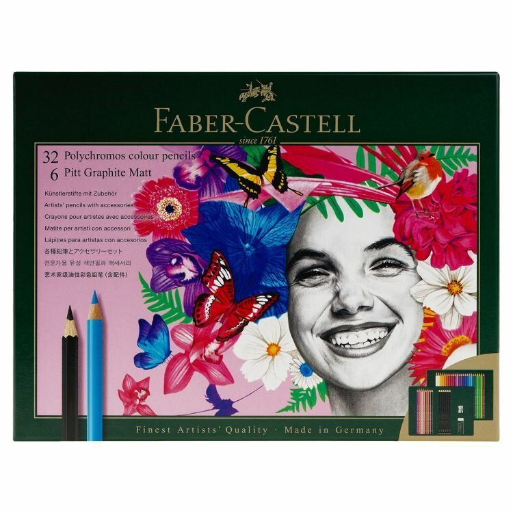 Набор художественных изделий Faber-Castell "Polychromos & Pitt Graphite Matt ", 40 предметов, студийная коробка