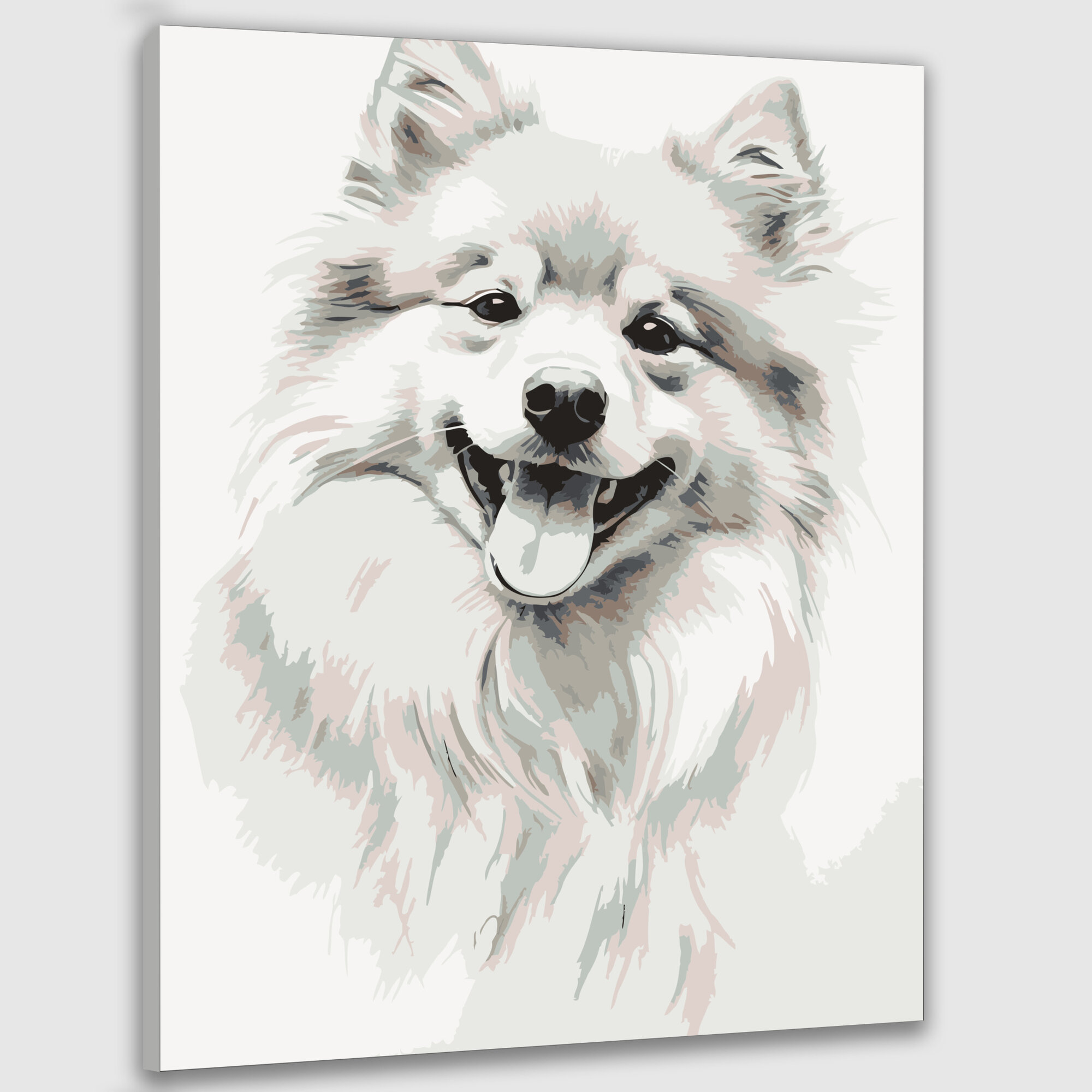 Картина по номерам 40x50 см, картина, набросок, уголь, собака, порода, шпиц, нежная, любящая, натура, мягкие линии