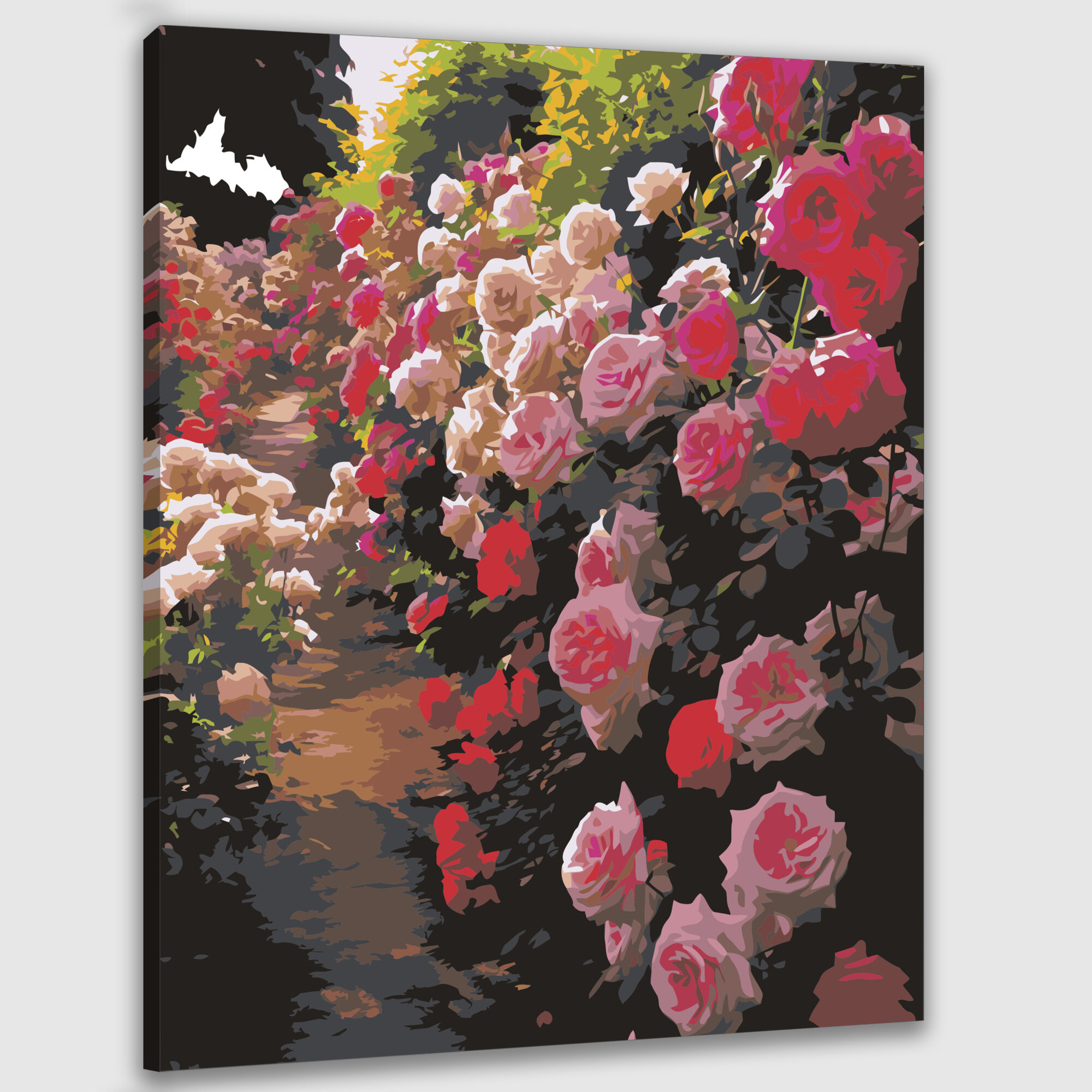 Картина по номерам 40x50 см, розовый сад, яркие розы, мириады цветов, нежные лепестки, замысловатые узоры