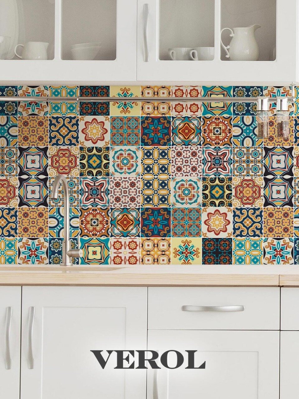 Наклейки интерьерные VEROL "Плитки" на стену, на кухонный фартук, декор для дома, на кухню