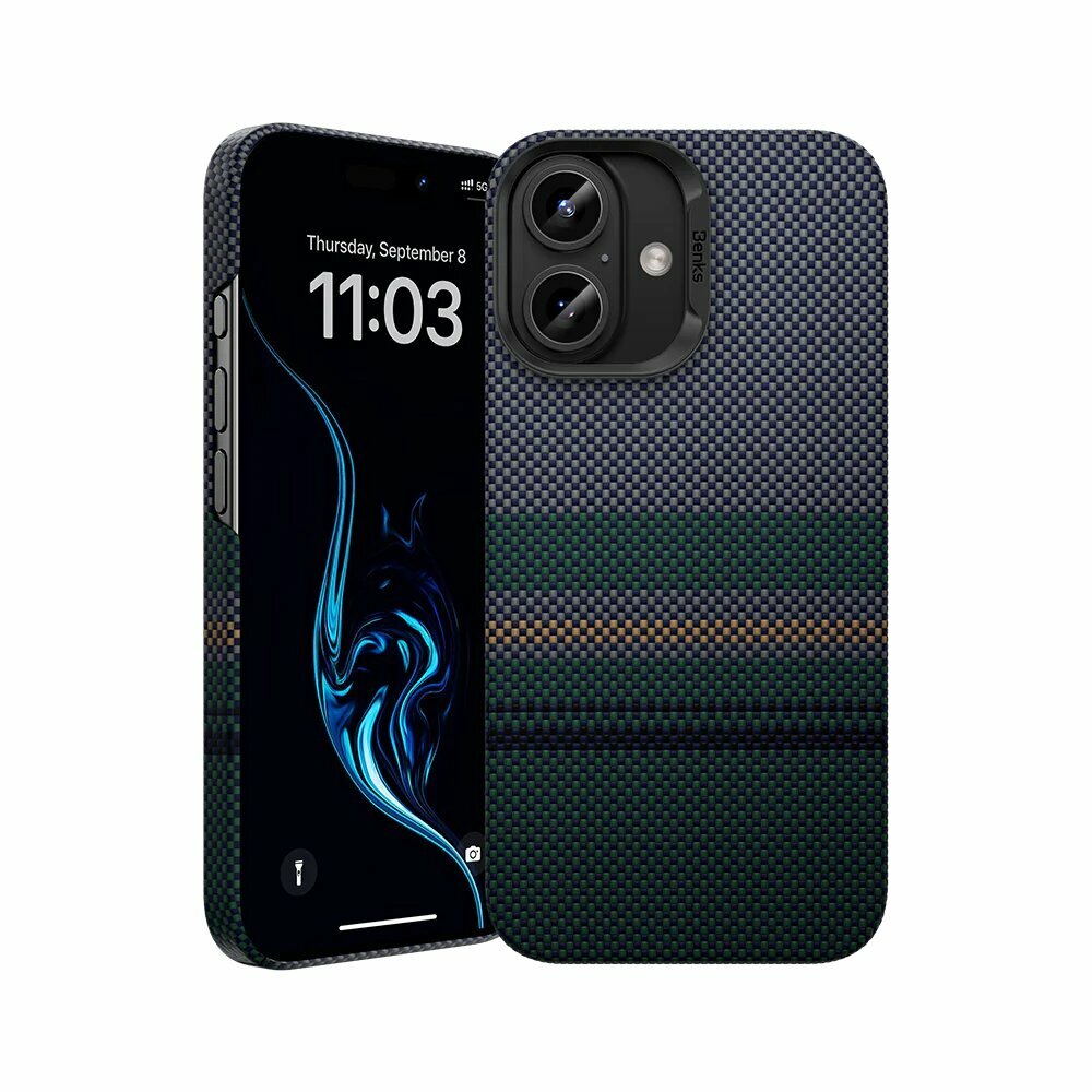 Чехол Benks Aurora ArmorAir Case built with Kevlar® для iPhone 16 6.1", принт арктическое ночное небо