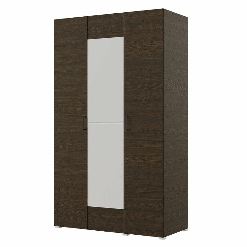 Шкаф 3ств 1500 Бостон с зеркалом, цвет Венге (полки+штанга)