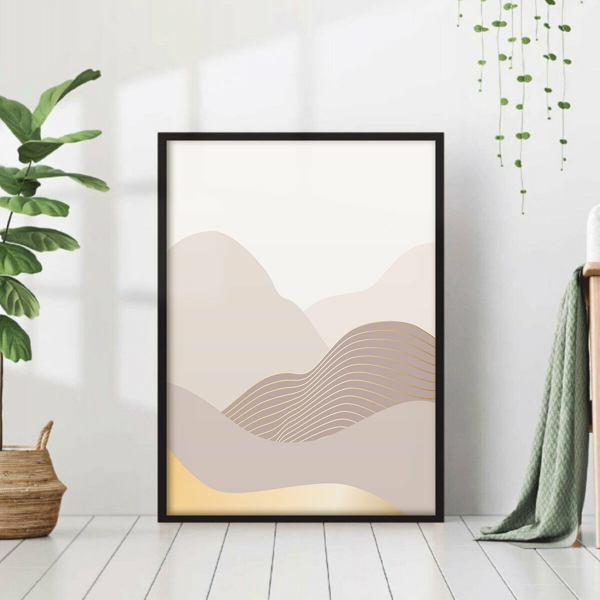 Постер "Горы минимализм" в черной рамке 40x50 см для интерьера на стену