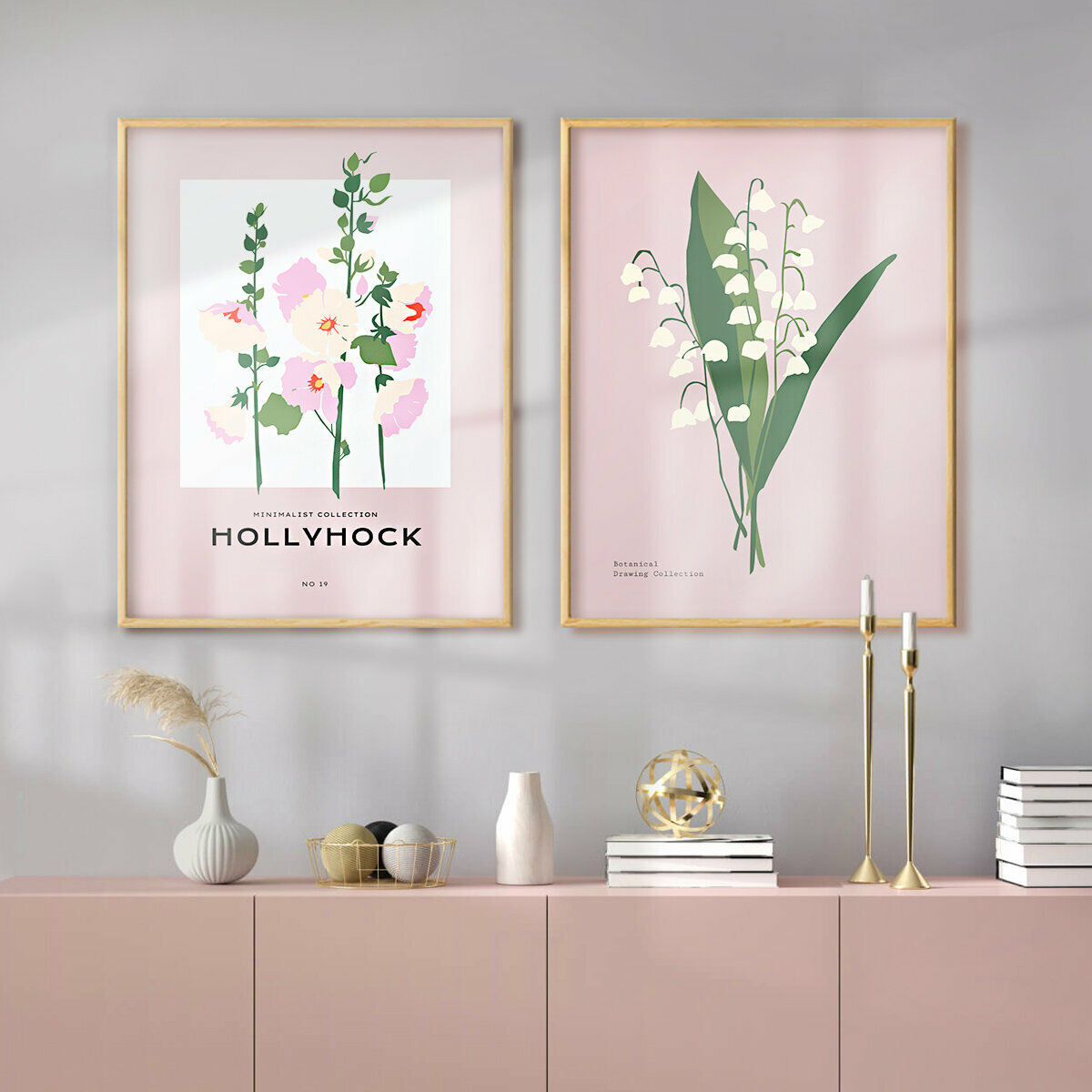 Постер 2 шт 50x70 без рамки "Весенние цветы, ландыши" набор картин для интерьера