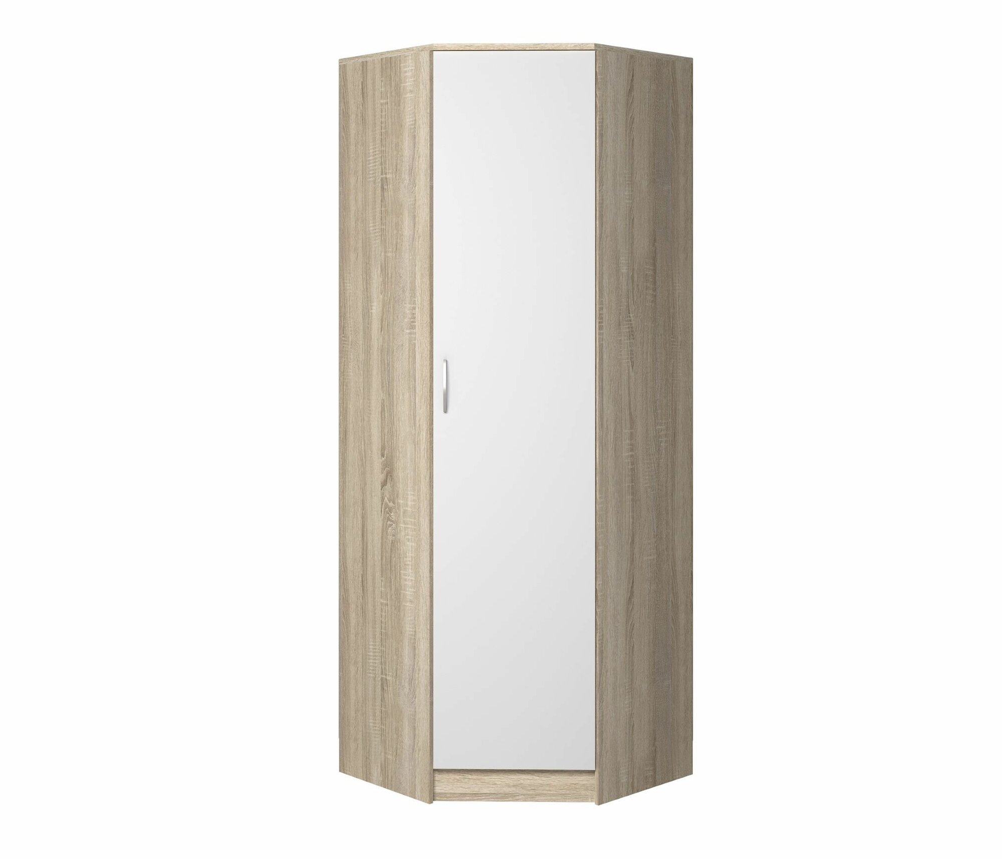 Шкаф угловой Фреш УФР 2-1, белый/дуб сонома, 90х50х200 см, ЛДСП, 6 полок и 3 ящика