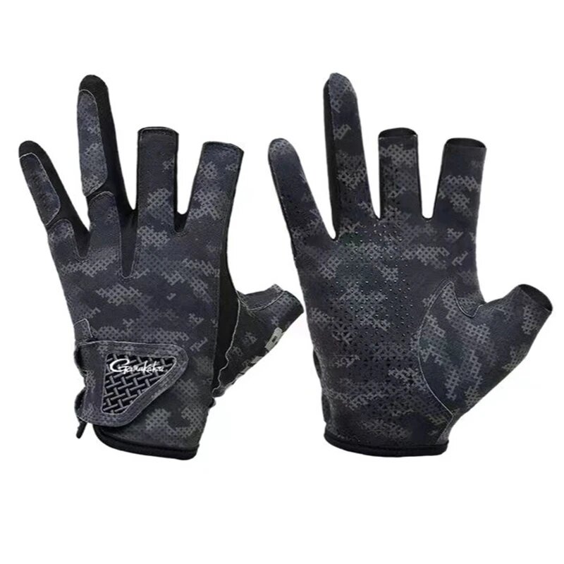 Гamakatsu противоскользящие летние перчатки для рыбалки Черный, XL, Cam Gray A
