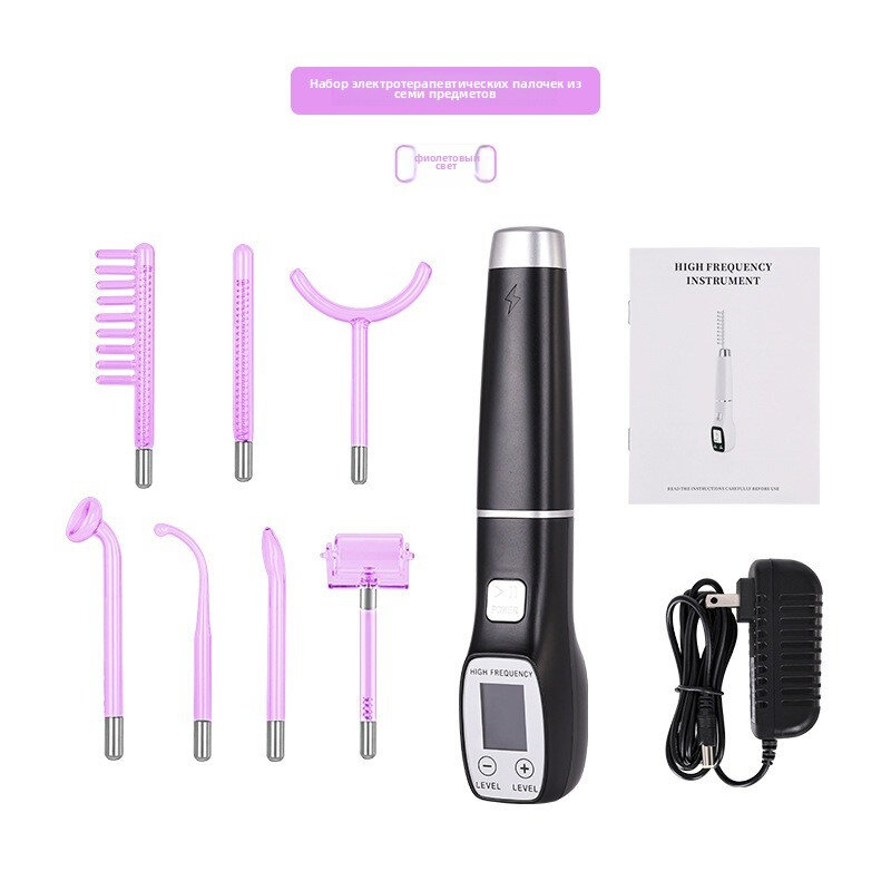 Дарсонваль цифровой для лица и волос – аппарат с дисплеем и 7 насадками, красный газ, уход от акне и выпадения волос