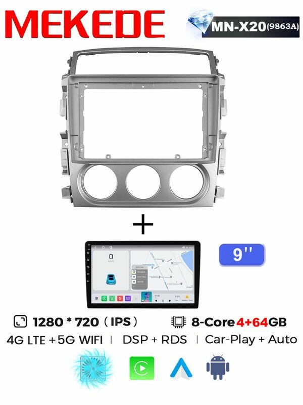 Магнитола 9" Mekede MN X20 Pro 4/64 Gb Suzuki Liana 1 2004-2008 carplay