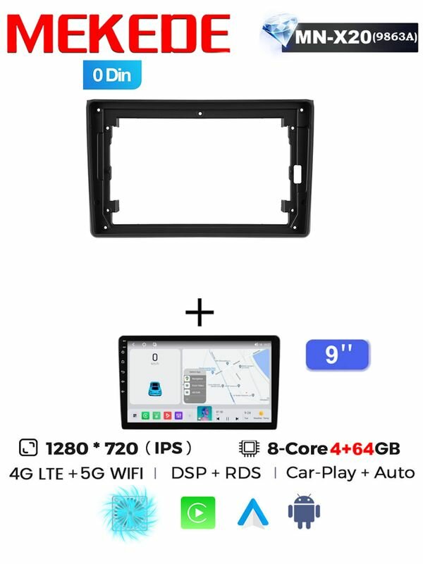 Магнитола 9" Mekede MN X20 Pro 4/64 Gb Audi A4 2 B6 3 B7 (2000-2009) S4 (2002-2008) RS4 (2005-2009) carplay