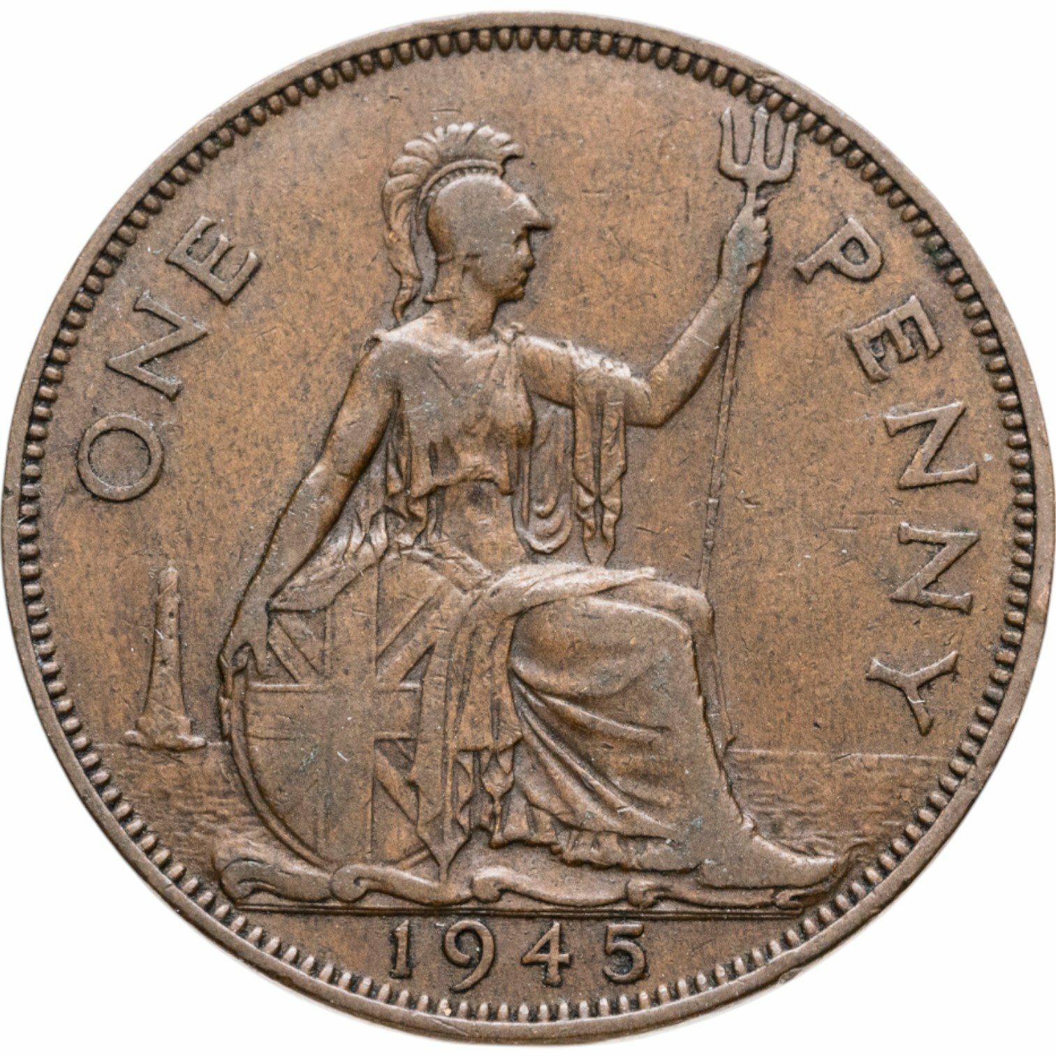 Великобритания 1 пенни penny 1945, Бронза, в сохранности VF-XF