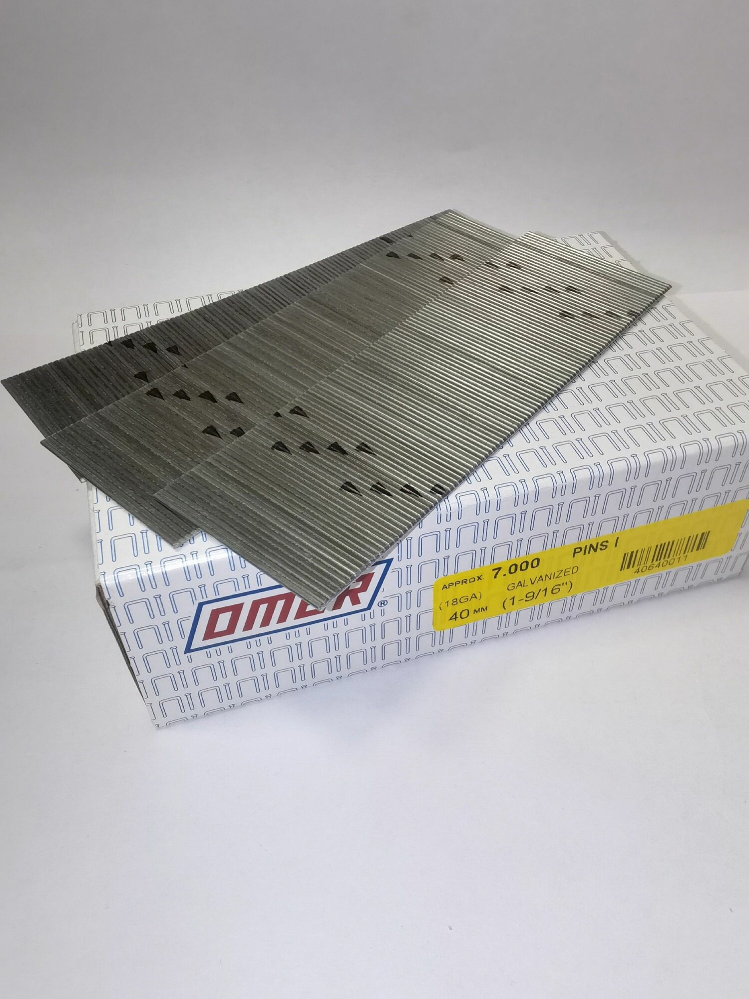 Гвозди для пневмоинструмента, без шляпки, 18GA, Omer Pins I, 40 мм