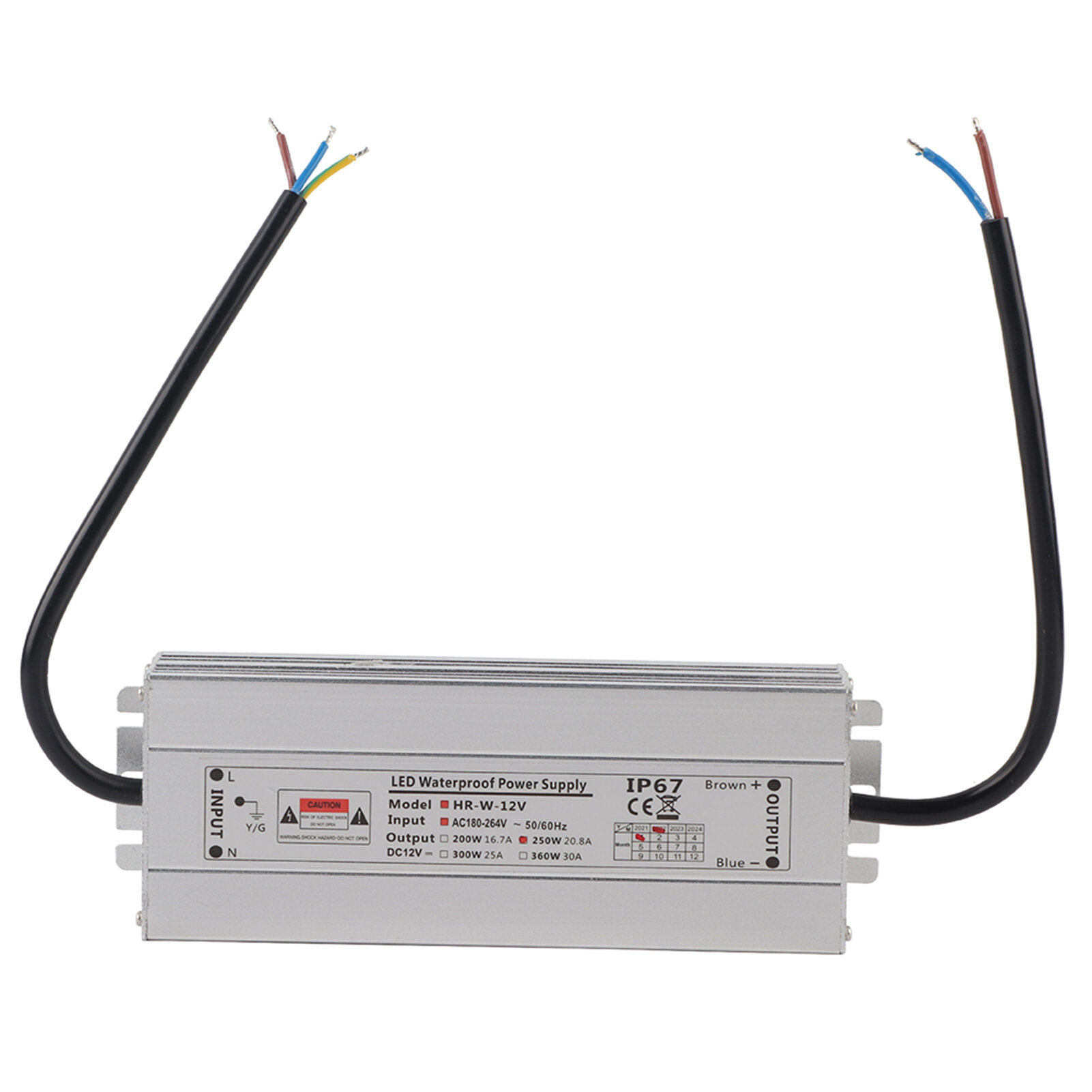 Блок питания для светодиодов 250 Вт, водонепроницаемый, IP67, драйвер светодиодов, трансформатор (12 В 20,8 А HRW-12V250W)