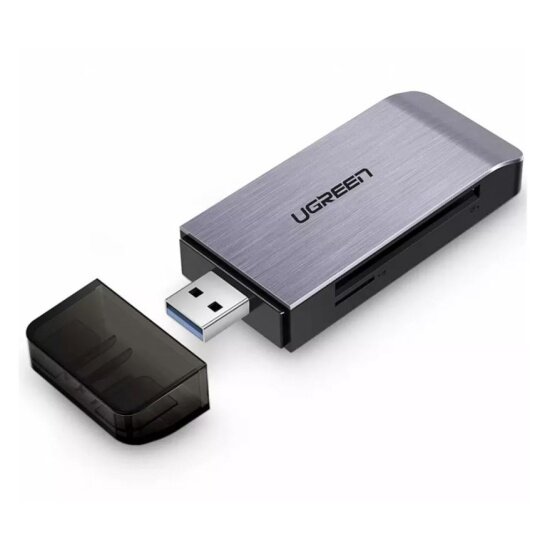 Картридер Ugreen CM180 4 в 1 USB 3.0 A Multi Card Reader, TF/SD/MS/CF, серый (50541)