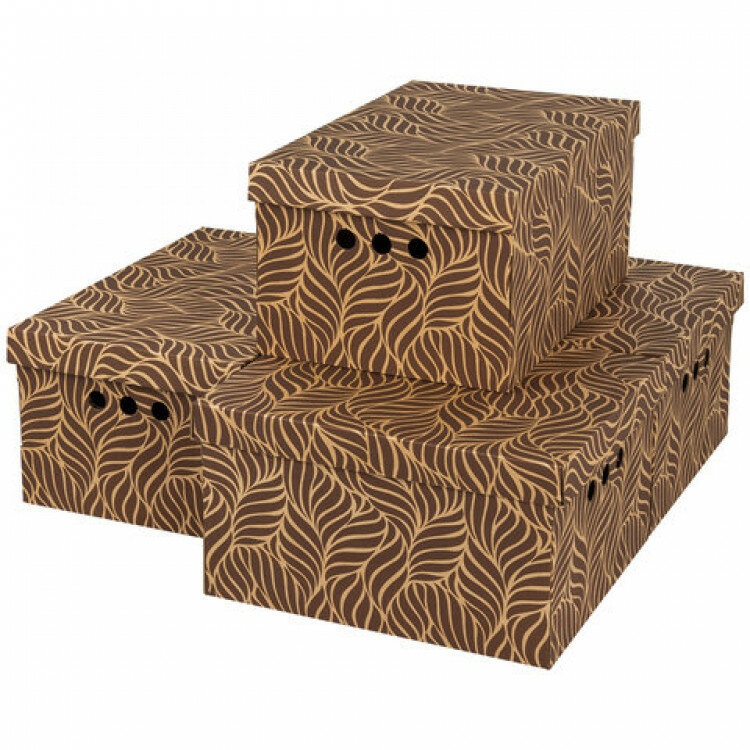 Короб для хранения из плотного микрогофрокартона 330х250х185 мм, комплект 4 шт, BRAUBERG HOME "Узор", 271816