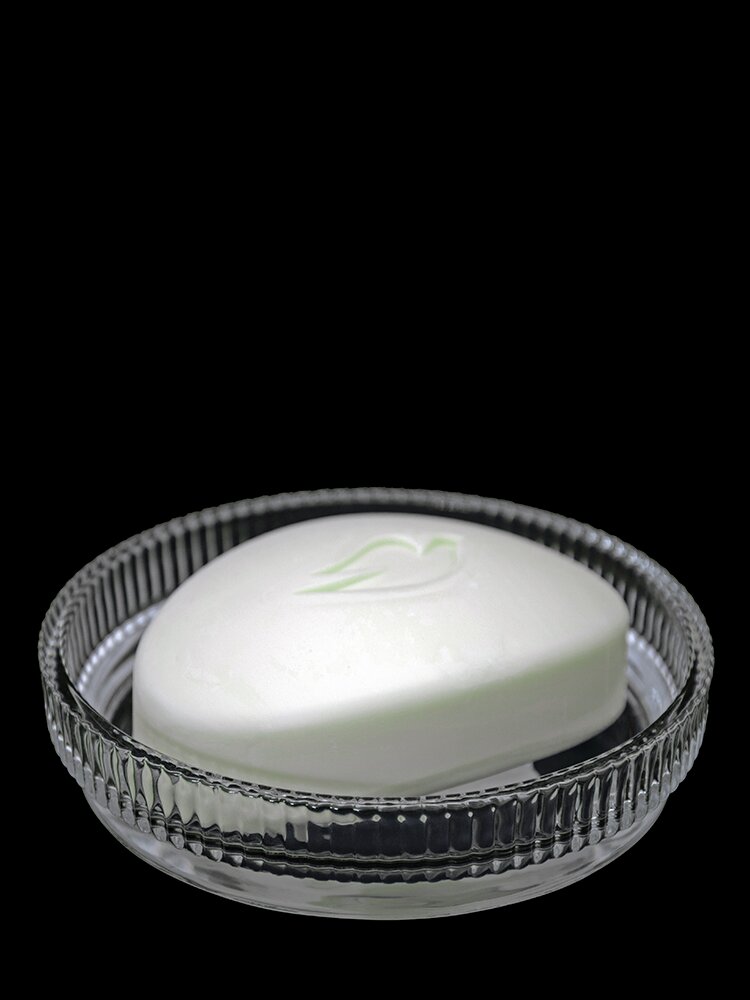 Мыльница настольная круглая, рифленое стекло, диаметр 11.5 см