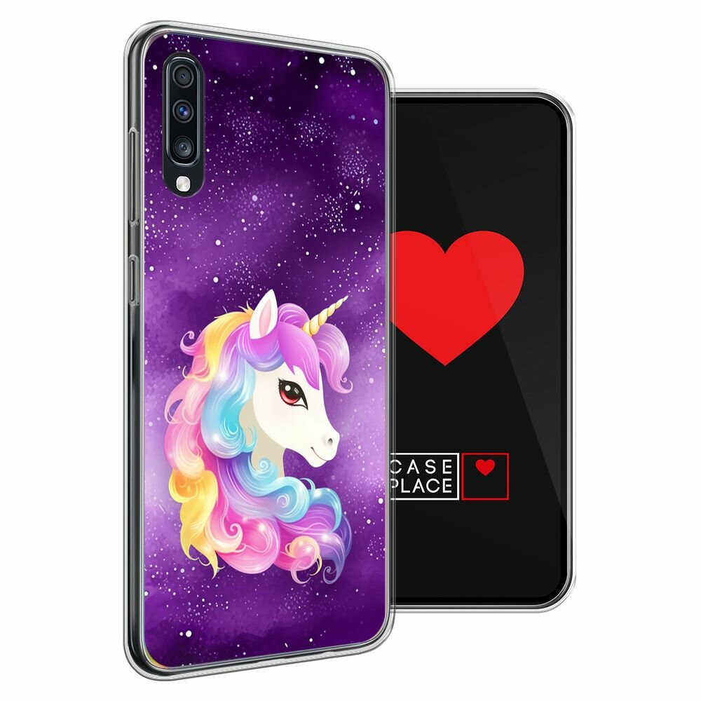 Чехол на Samsung Galaxy A70 / Самсунг Галакси А70 с принтом "Кудрявый единорог" — фото 1