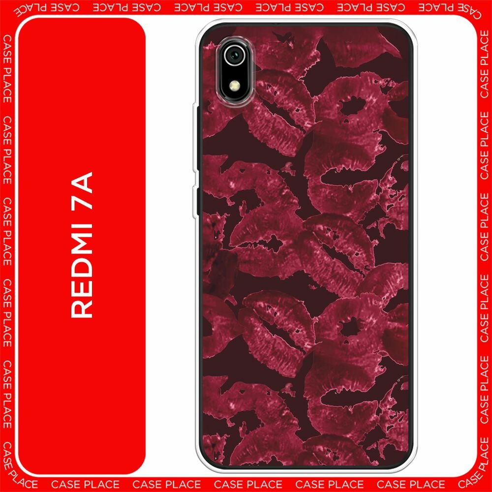 Чехол на Xiaomi Redmi 7A / Сяоми Редми 7А с принтом Помада паттерн 1