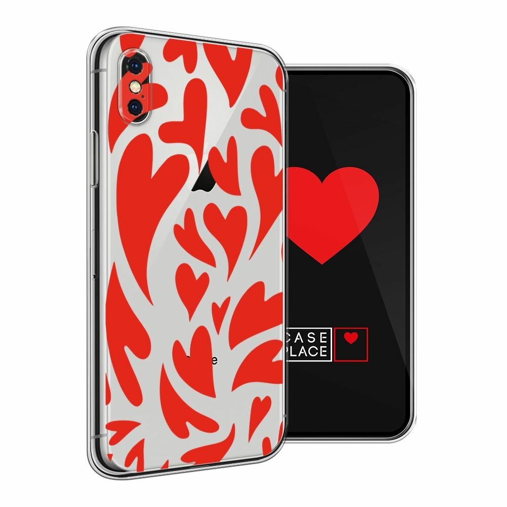 Чехол на Apple iPhone XS Max / Айфон XS Max с принтом "Crazy hearts 2 - 14 февраля", прозрачный — фото 1