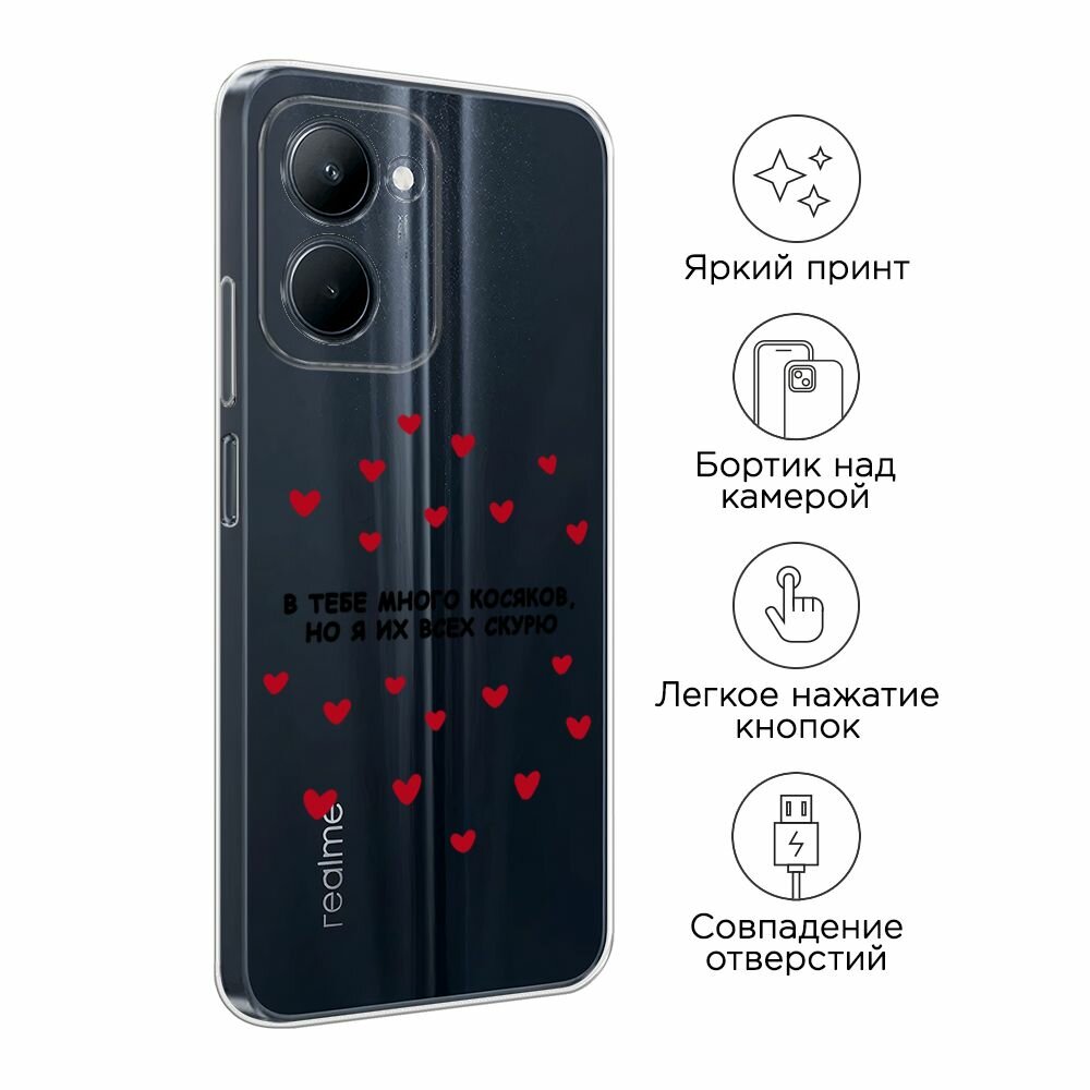 Чехол на Realme C33 / Реалми С33 с принтом "Косяки 1 - 14 февраля", прозрачный — фото 1