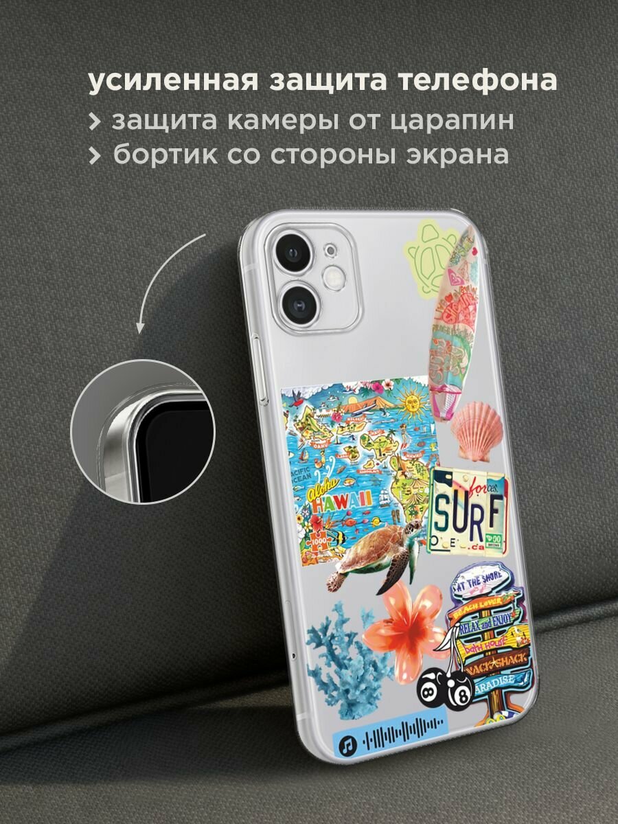 Чехол на Apple iPhone 11 / Айфон 11 с принтом "Summer collage", прозрачный — фото 1