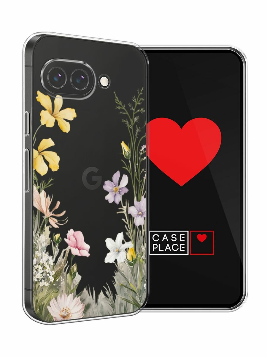 Чехол на Google Pixel 9a / Гугл Пиксель 9a с принтом "Летний винтаж 2", прозрачный — фото 1