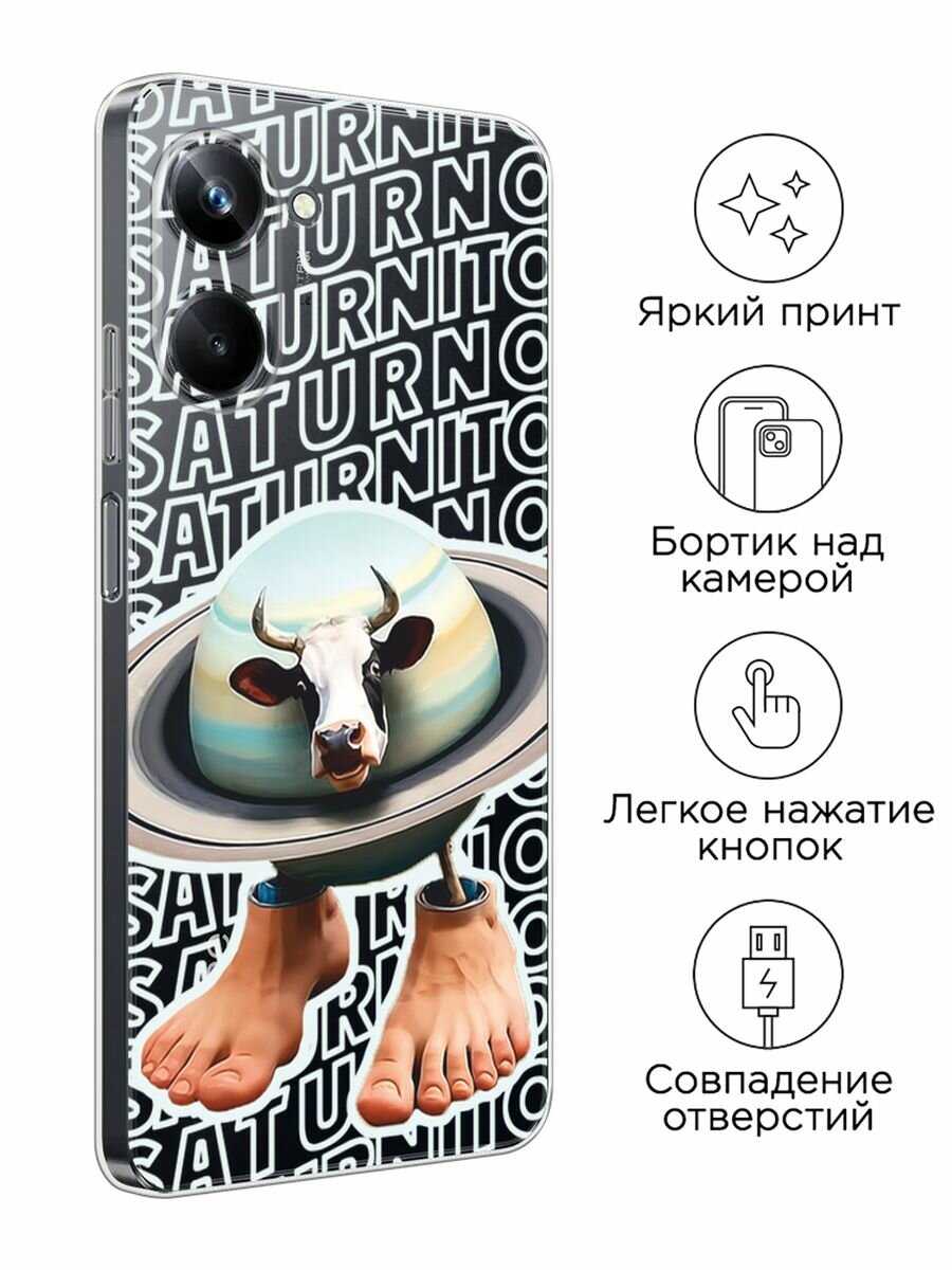 Чехол на Realme 10 Pro / Реалми 10 Про с принтом "Сатурнито сатурно 2", прозрачный — фото 1