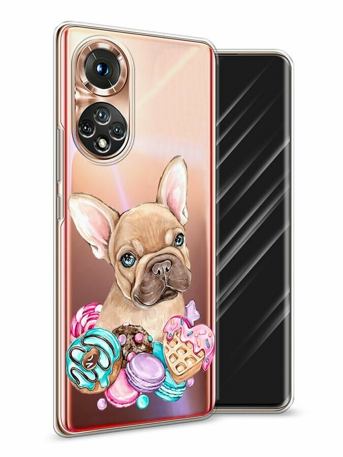 Чехол на Honor 50/Huawei Nova 9 / Хонор 50/Хуавей Нова 9 с принтом "Бульдог и сладости", прозрачный