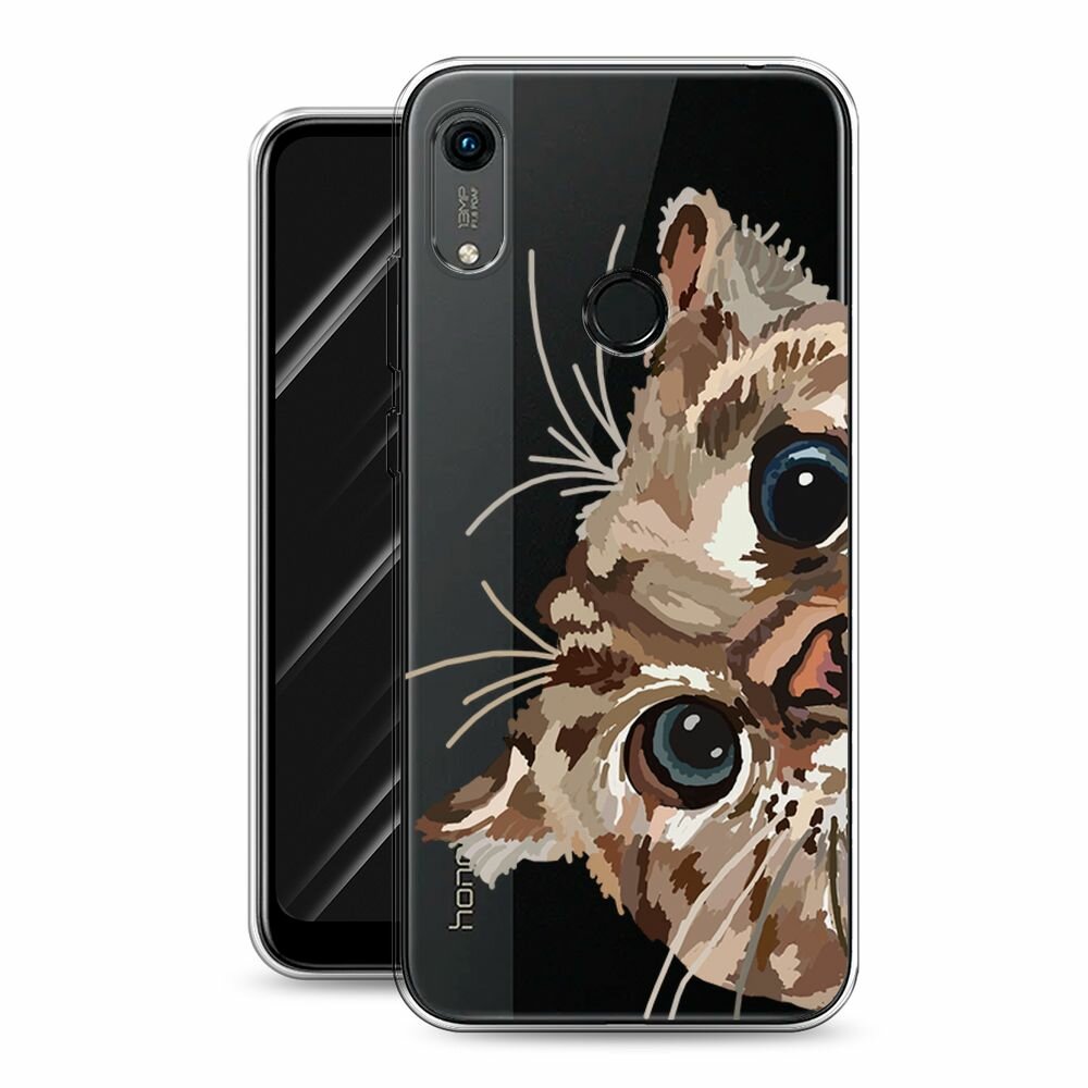 Чехол на Honor 8A/8A Pro/Huawei Y6s/Y6 2019 / Хонор 8А с принтом "Любопытный кот", прозрачный — фото 1